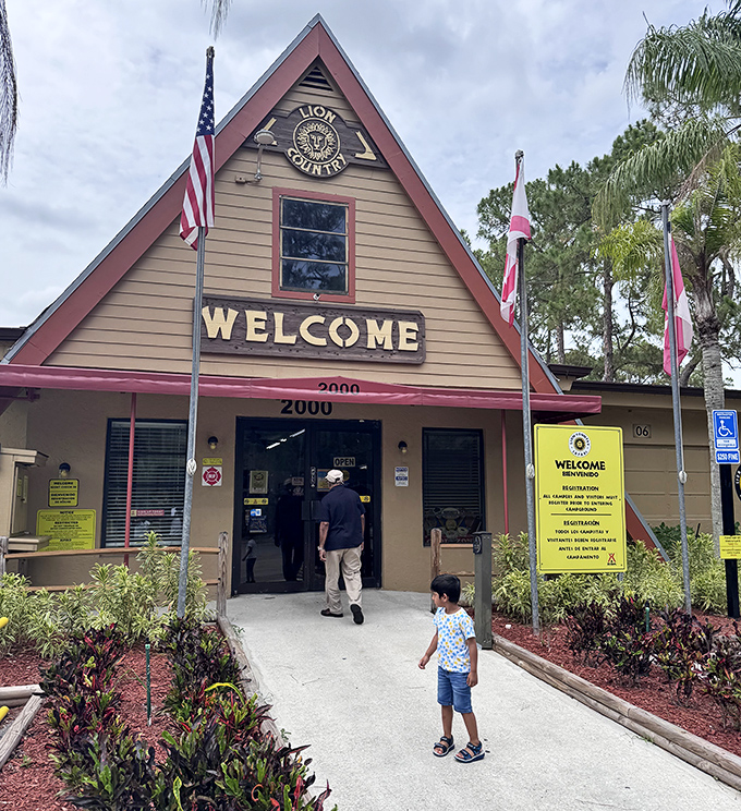 The welcoming registration building stands like a friendly sentinel, its A-frame design promising adventures that combine education with exhilaration.