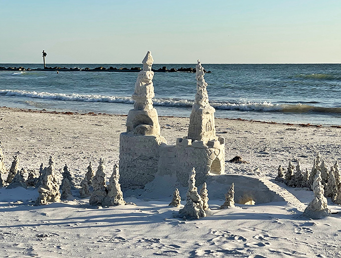 Someone's temporary masterpiece on Honeymoon Island &ndash; where sandcastles are the local architecture and tides are the critics.