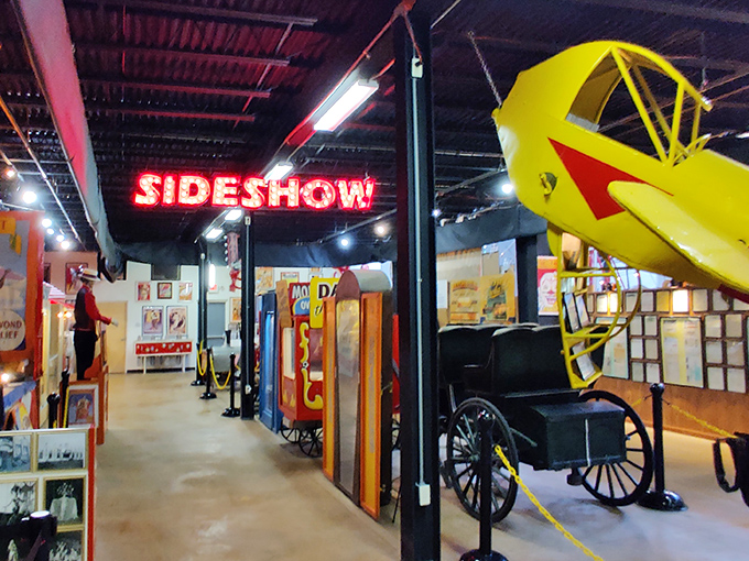 The "Sideshow" section illuminates the history of these controversial but fascinating attractions that were once carnival staples across America.