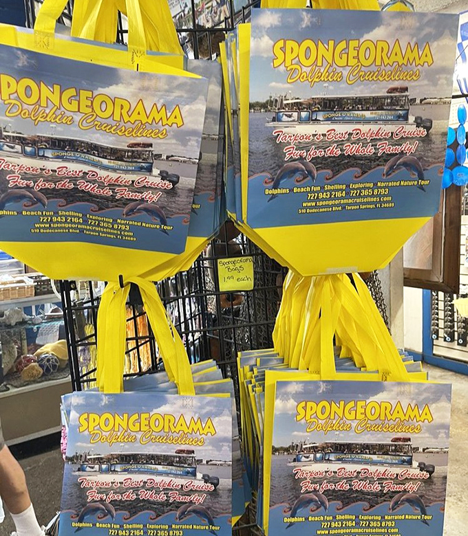 Bright yellow bags promise to carry your newfound sponge obsession home &ndash; dolphin sightings are just a bonus!