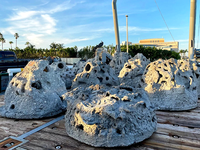 Waiting for their ocean debut, these sculptural reef modules will soon transform from art to essential marine habitat.