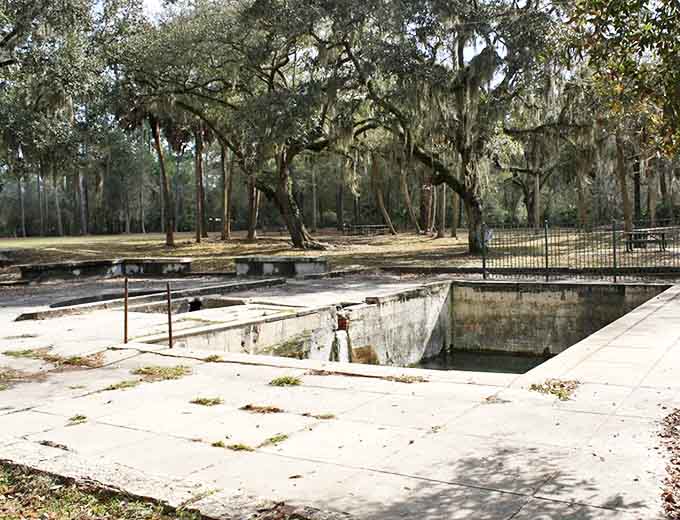 Empty pools and crumbling steps are all that remain of the luxurious Hampton Springs Hotel and its healing waters.