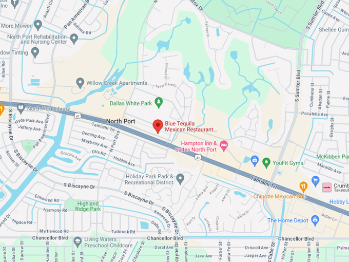 blue tequila mexican restaurant 10 map