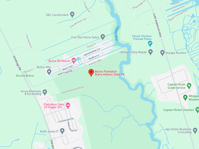 bulow plantation ruins 10 map