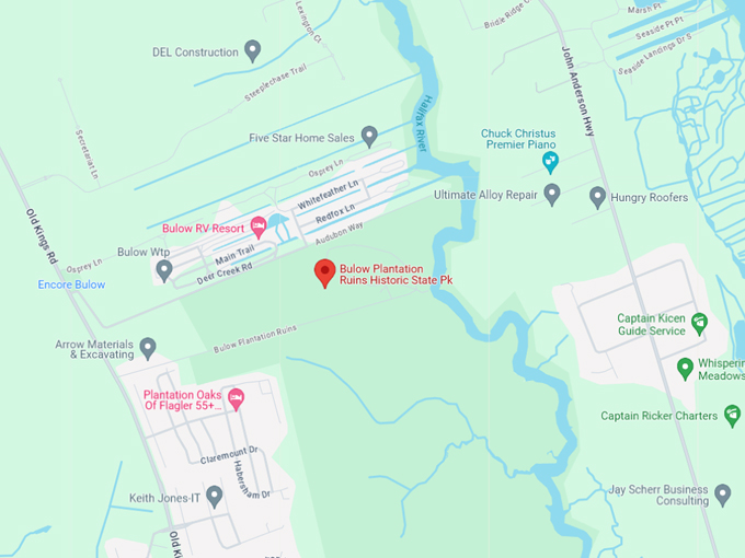 bulow plantation ruins 10 map