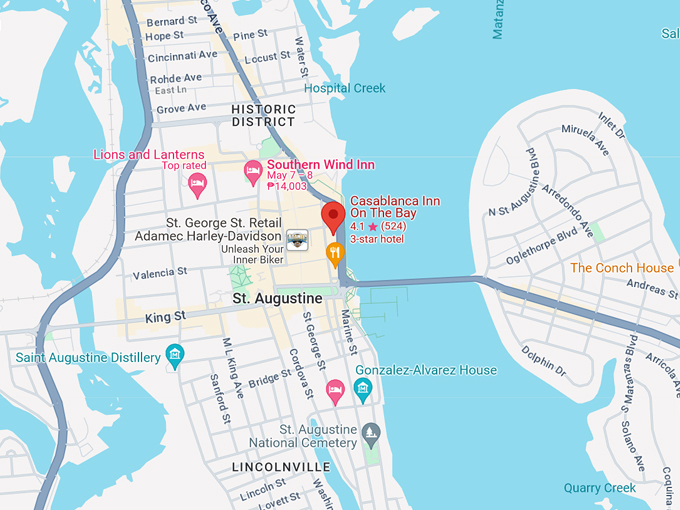 casablanca inn on the bay 10 map