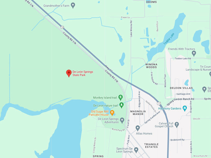 de leon springs state park 10 map