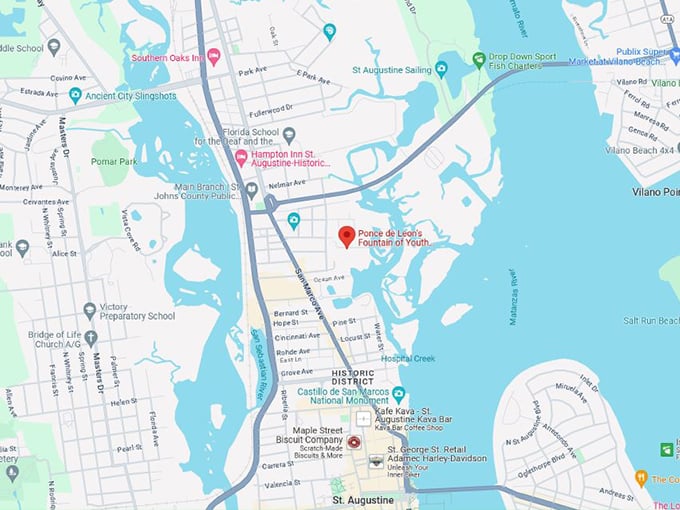 fountain of youth archaeological park map