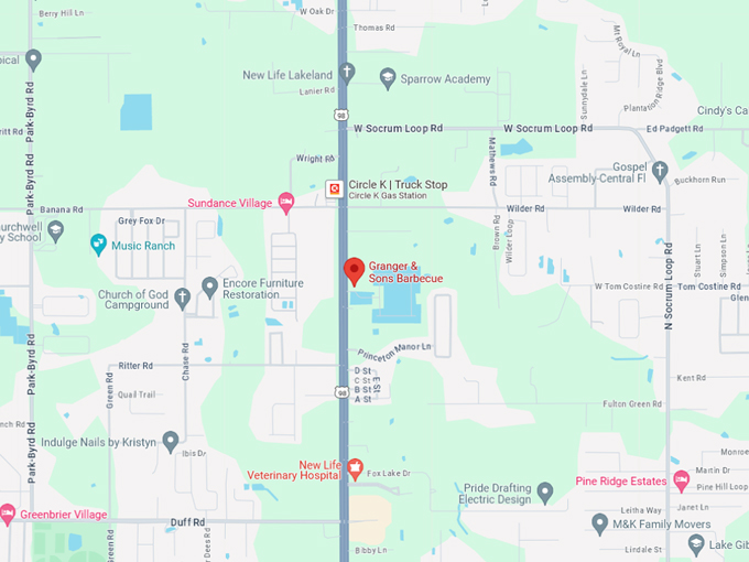 granger sons barbecue map