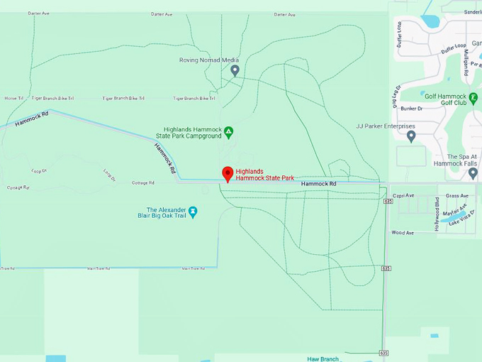 Highlands Hammock State Park 10 map