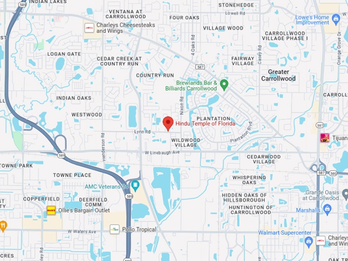 hindu temple of florida 10 map