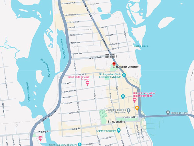 huguenot cemetery 10 map