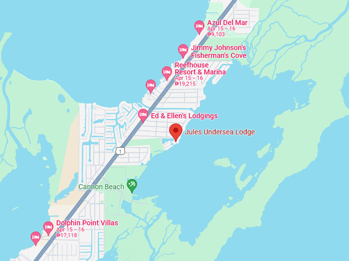 jules undersea lodge map