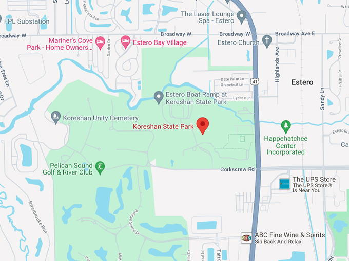 koreshan state park 10 map