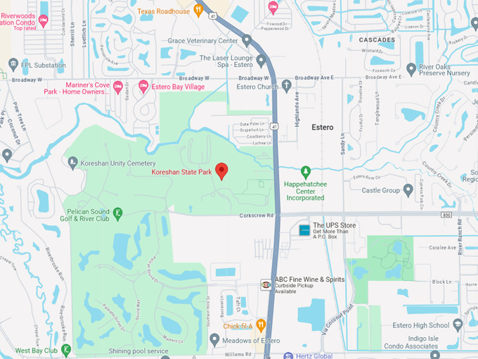 koreshan state park 10 map