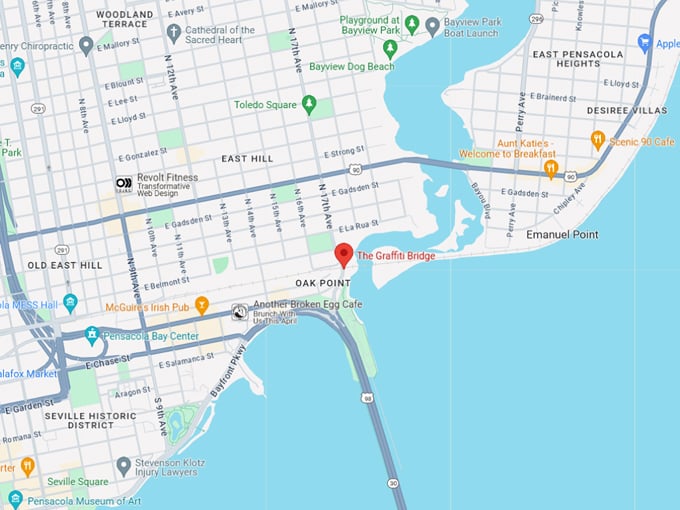 pensacola graffiti bridge 10 map