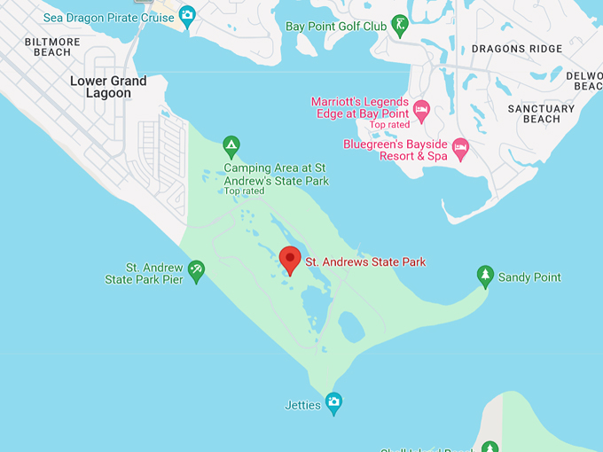 st. andrews state park 10 map