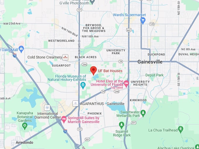 university of florida bat houses 10 map