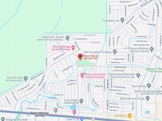 warm mineral springs 10 map