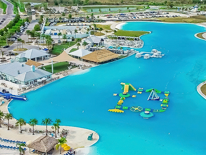 Epperson Lagoon A breathtaking aerial view of Florida's aquatic paradise&mdash;where the water's so blue, your phone camera will think you've cranked up the saturation.