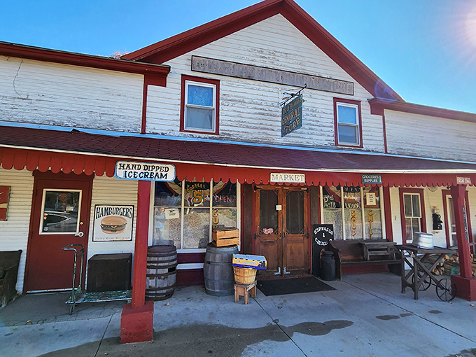 A slice of Americana stands proudly against the Michigan sky &ndash; this white clapboard general store with its inviting red trim has welcomed travelers for generations.