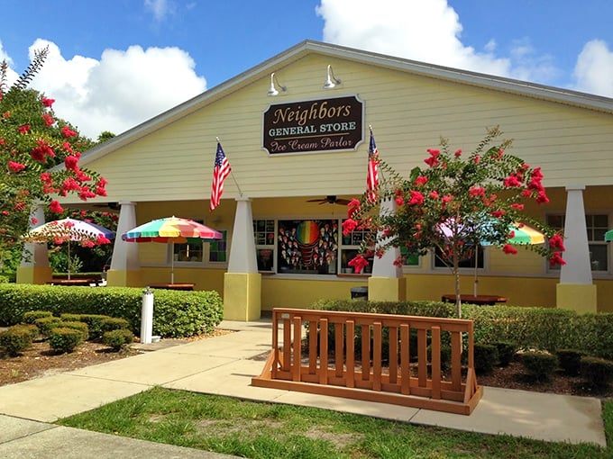 The sunshine-yellow exterior of Neighbors beckons like a sweet oasis in Port Orange, complete with American flags and colorful landscaping.