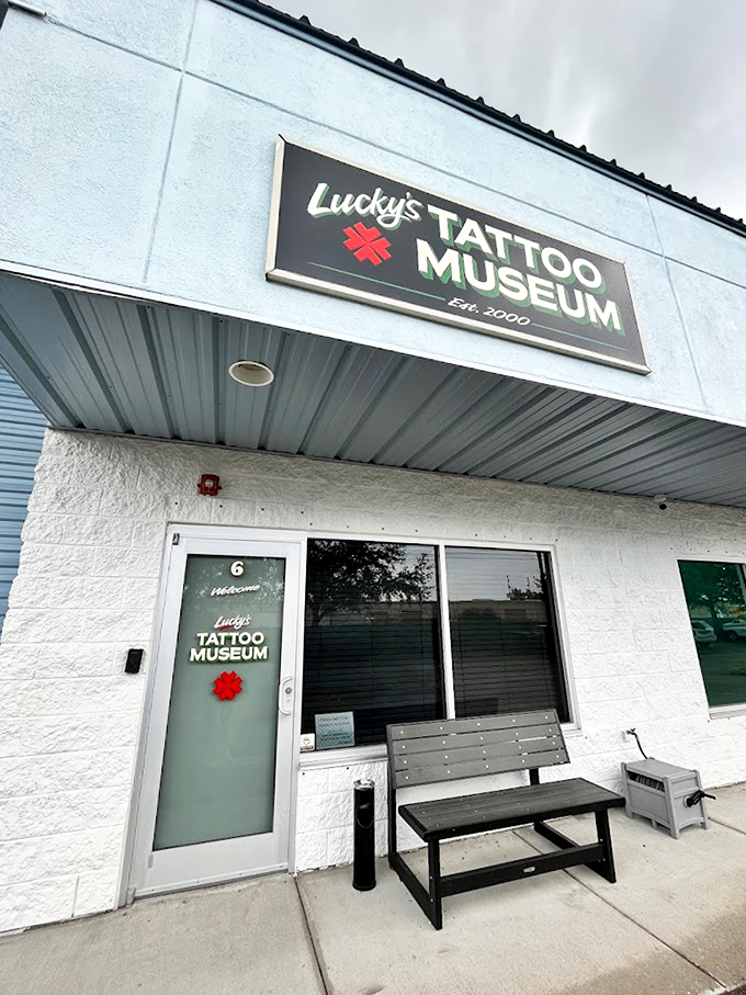 The unassuming exterior of Lucky's Tattoo Museum belies the colorful history waiting inside this Largo, Florida landmark.