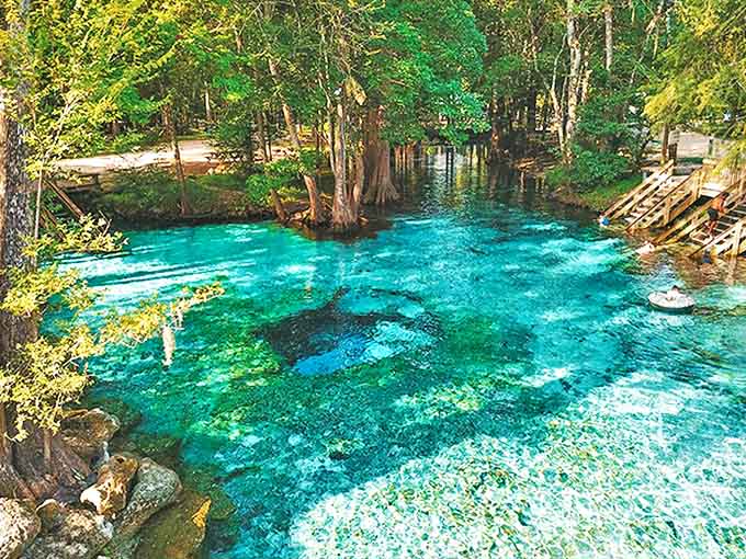 Nature's swimming pool beckons with water so blue it seems Photoshopped &ndash; except this is the real deal at Ginnie Springs.