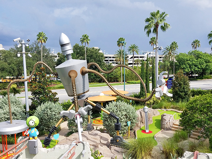 Hollywood Drive-In Golf: Where B-movie magic meets mini-golf madness, creating a neon wonderland that transforms completely after sunset.