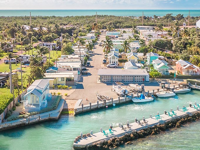 Pastel-colored homes line Marathon's waterways like a tropical Monopoly board – where every property is Boardwalk.