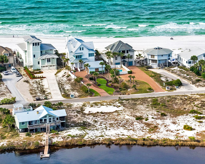Seagrove's architectural charm: Where coastal elegance meets beachfront living, these pristine homes stand as sentinels overlooking the sugar-white shores and emerald waters.