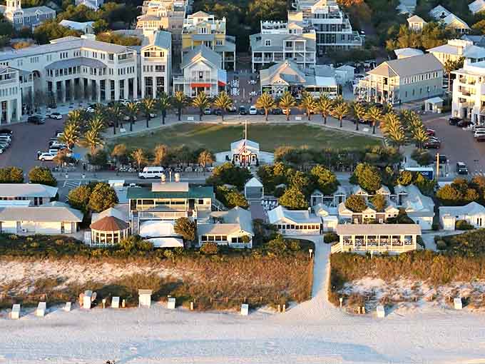 Seaside's picture-perfect town center embraces visitors with palm-lined streets and coastal architecture that feels like stepping into a dreamy watercolor painting.