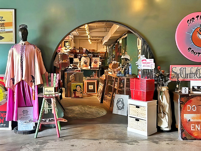 Step through this mint-green portal and kiss the present goodbye &ndash; Sir Thrifty's circular entrance is Miami's most magical doorway to decades past.