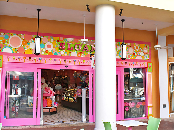 The hot pink storefront of Sloan's Ice Cream stands out like a beacon of sweetness, promising delicious adventures within.