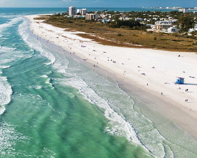 Siesta Key: Where the Gulf of Mexico meets powdery white sand, creating a postcard-perfect coastline that beckons beach lovers year-round.
