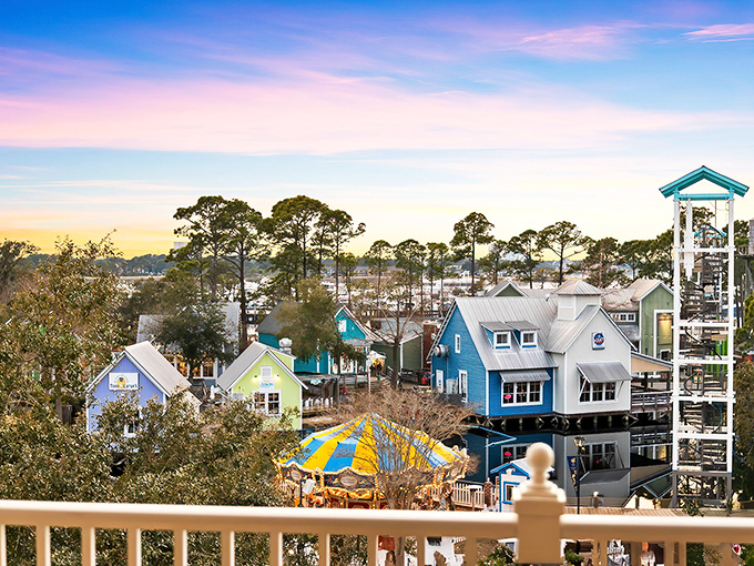 Pastel-colored cottages straight out of a coastal fairy tale, where even the most dedicated city-dweller might contemplate a simpler life by the water.