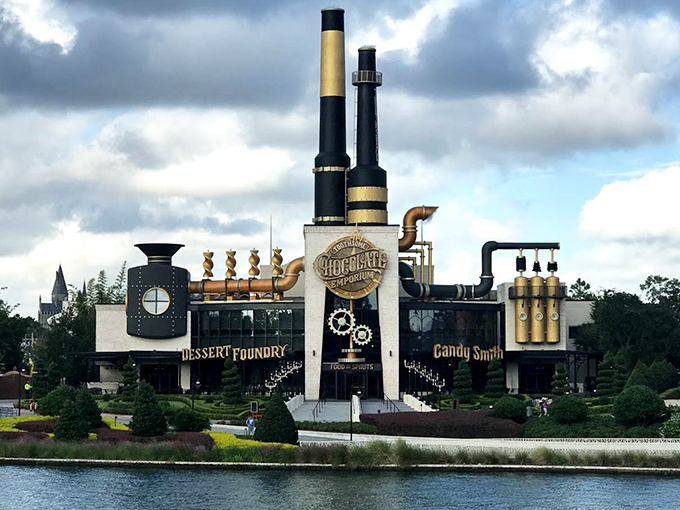 A chocolate factory fever dream come to life &ndash; Toothsome's exterior promises industrial-strength indulgence with those magnificent smokestacks reaching skyward.