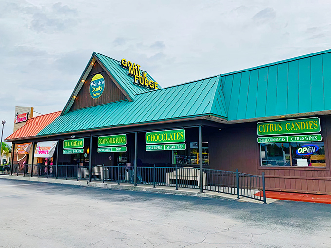 The iconic turquoise roof and bright yellow "GOAT MILK FUDGE" sign have been luring sweet-toothed travelers off the highway for decades.