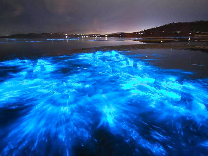 Electric blue explosions transform ordinary waves into something from a sci-fi movie &ndash; no special effects department required.