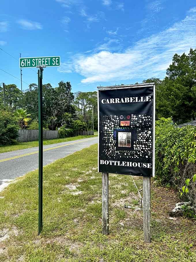 The roadside sign offers a humble introduction to one of Florida's most unique attractions, hiding in plain sight.