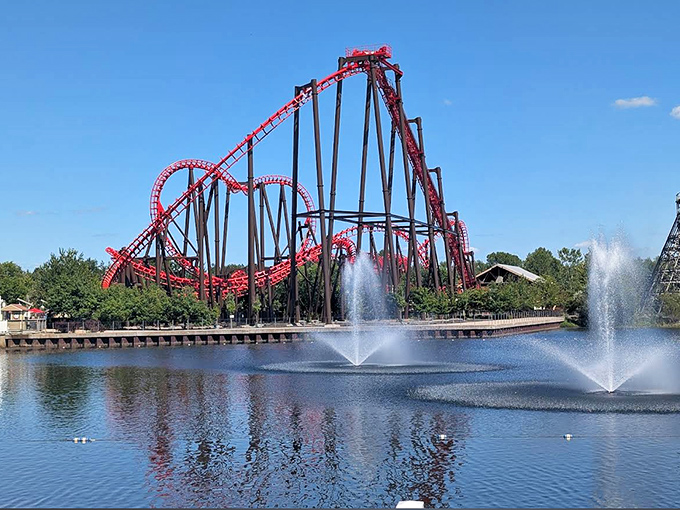 The Corkscrew roller coaster twists riders through its iconic inversions, a steel serpent that's been flipping Michiganders upside down for generations.