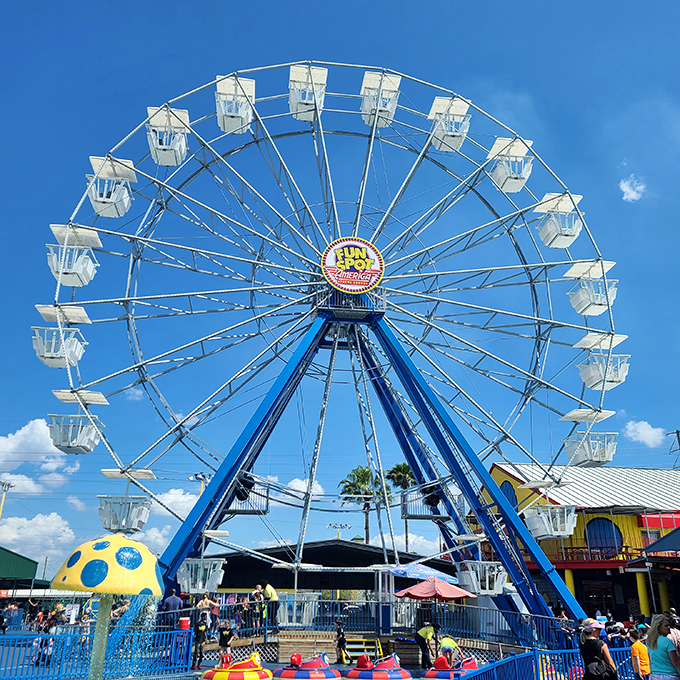 The Ferris wheel offers a gentle respite and spectacular views – the perfect place to catch your breath and plot your next adventure.