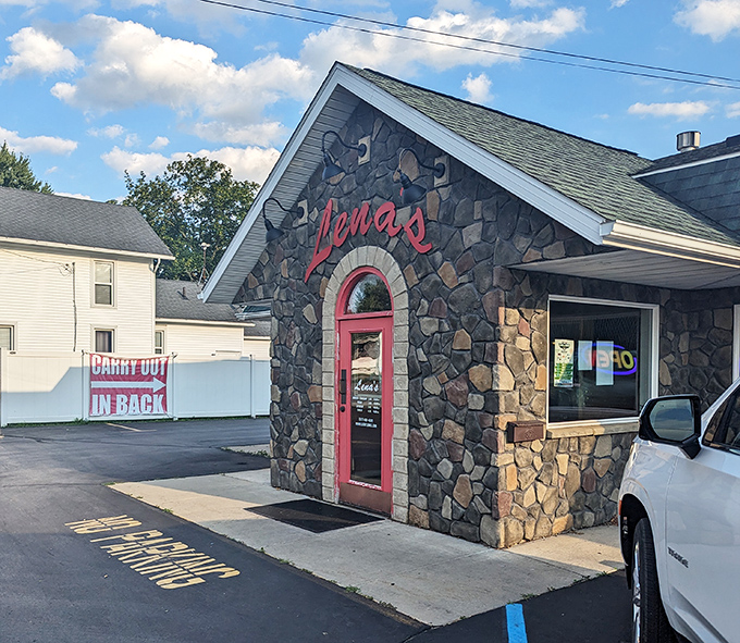 Lena's Pizza's stone facade houses some of Michigan's most satisfying Italian comfort food – just follow the irresistible garlic bread aroma.