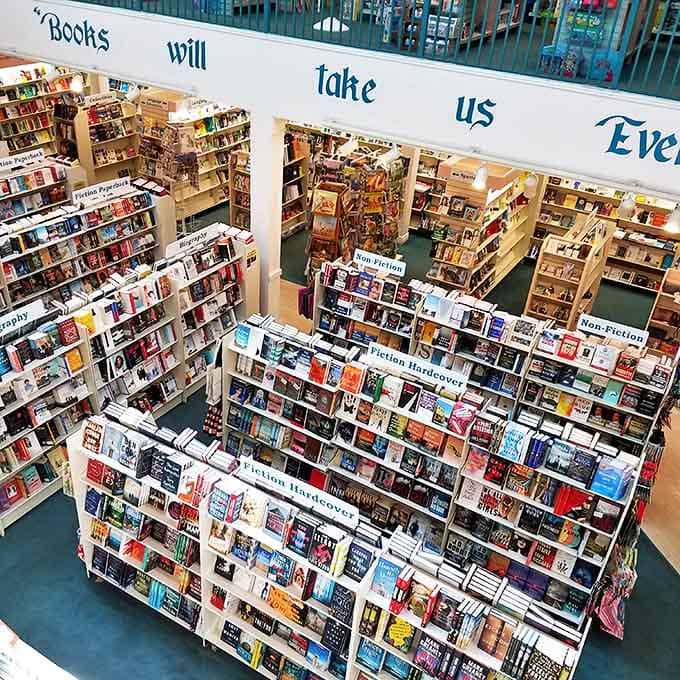 From this bird's-eye view, the bookstore reveals itself as a literary labyrinth where getting lost is half the pleasure.