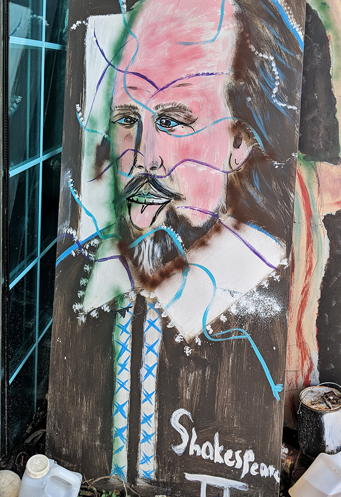 Even Shakespeare makes an appearance, his thoughtful expression suggesting he's composing sonnets about Florida's peculiar charms.