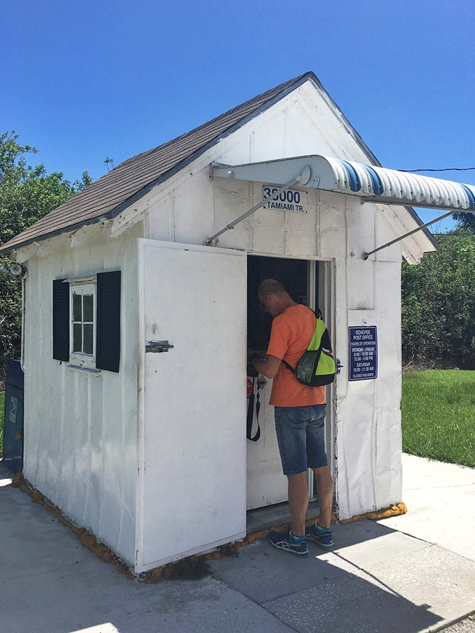 The narrow doorway welcomes visitors into a space where "cozy" is an understatement and "efficient" is the only option.