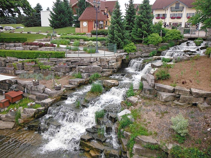 Mother Nature meets German engineering in this cascading waterfall that adds soothing sounds to your shopping experience.