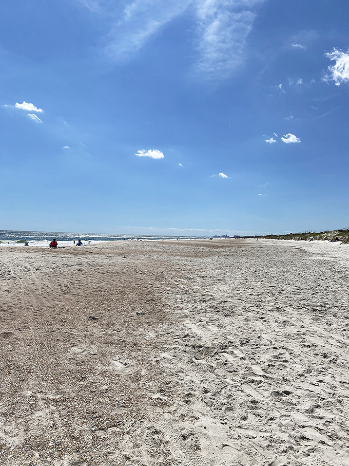 Wide open spaces where social distancing happens naturally and sandcastle real estate is plentiful for ambitious beach architects.