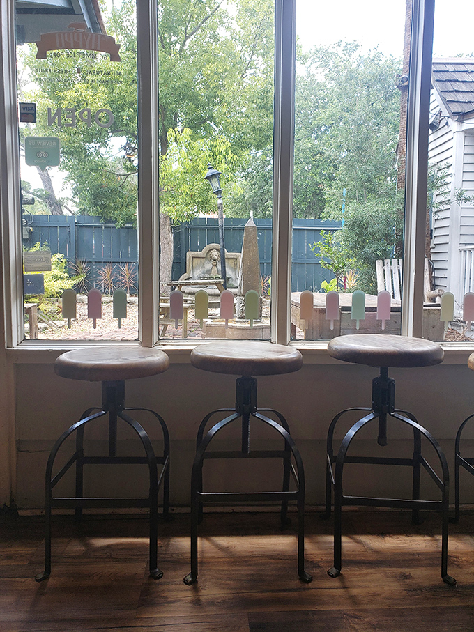 Window seats offer prime people-watching with a side of popsicle garden views &ndash; the perfect spot to contemplate life's big questions, like "Should my next pop be coconut or key lime?"