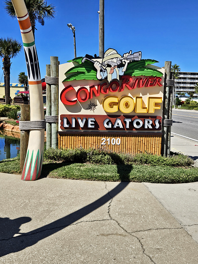 The vintage explorer and his trusty Land Rover seem perpetually stuck mid-adventure, setting the perfect tone for the wild journey that awaits.